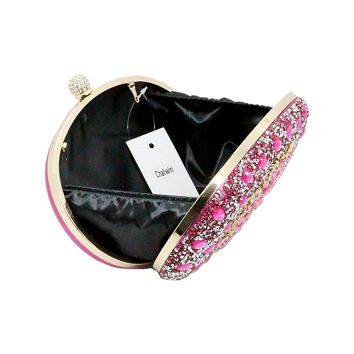 Pink Clutch Purses for Women Rhinestone Crystal Evening Bag Beaded Wedding Flower Handbag (773Fuchsia)