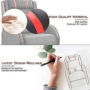 Homall Gaming Massage Recliner Chair Racing Style Single Living Room Sofa Recliner PU Leather Recliner Seat Comfortable Ergonomic Home Theater Seating (Red)