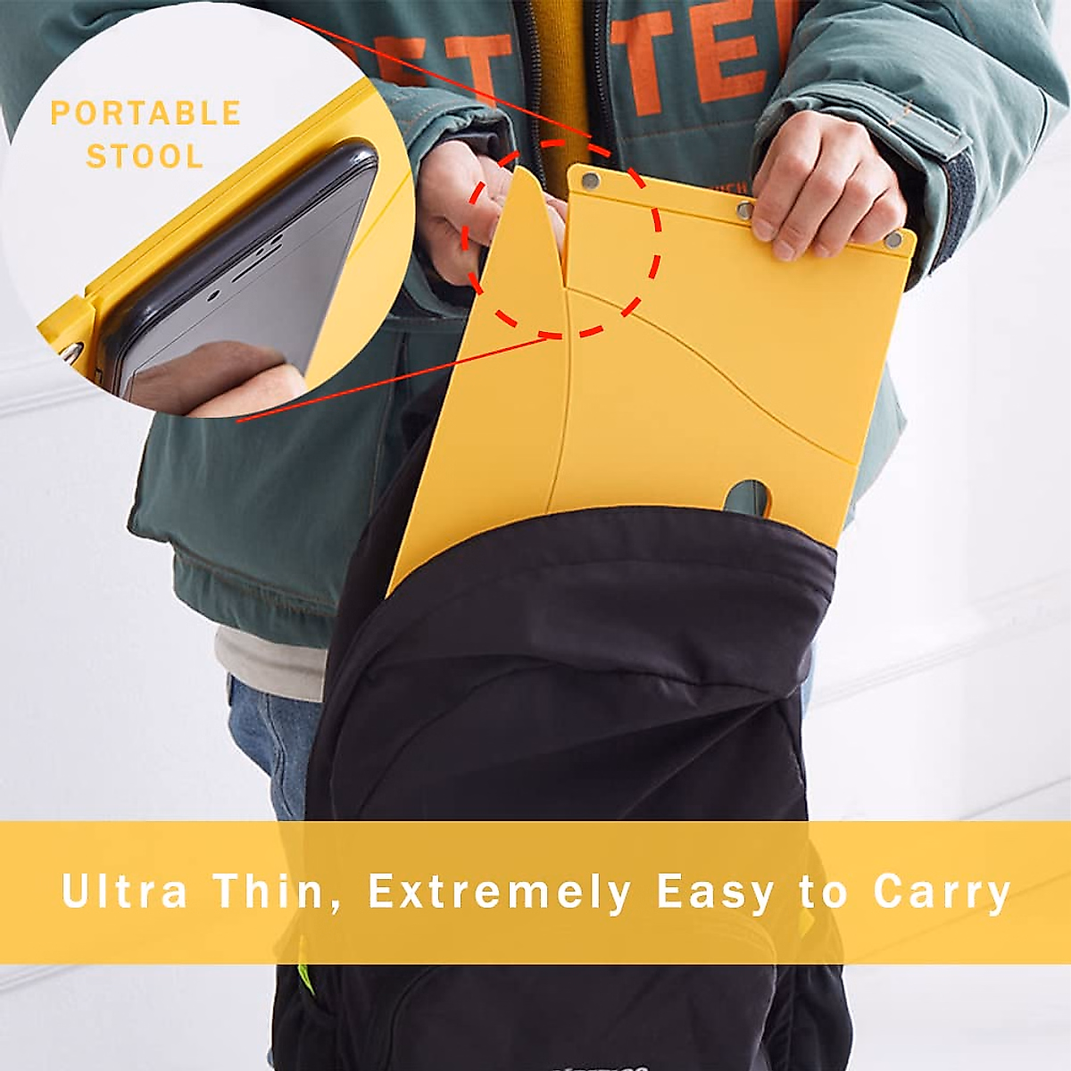 koofull Folding Portable Camping Hiking Stool, Lightweight Collapsable Foldable Chair for Travel Gathering BBQ Subway Backpacking Outdoor Squatty Potty Ultralight Mini (Red)