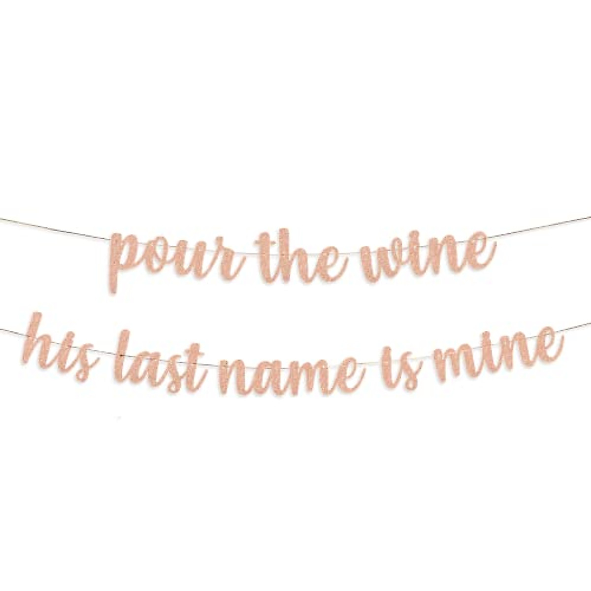 Party101 Rose Gold Glitter Banner - Bridal Shower Decorations - Bachelorette Party Decorations Favors & Supplies - Wedding Shower Decorations - Engagement Brunch Bridal Shower Decor (Pre-strung Signs)