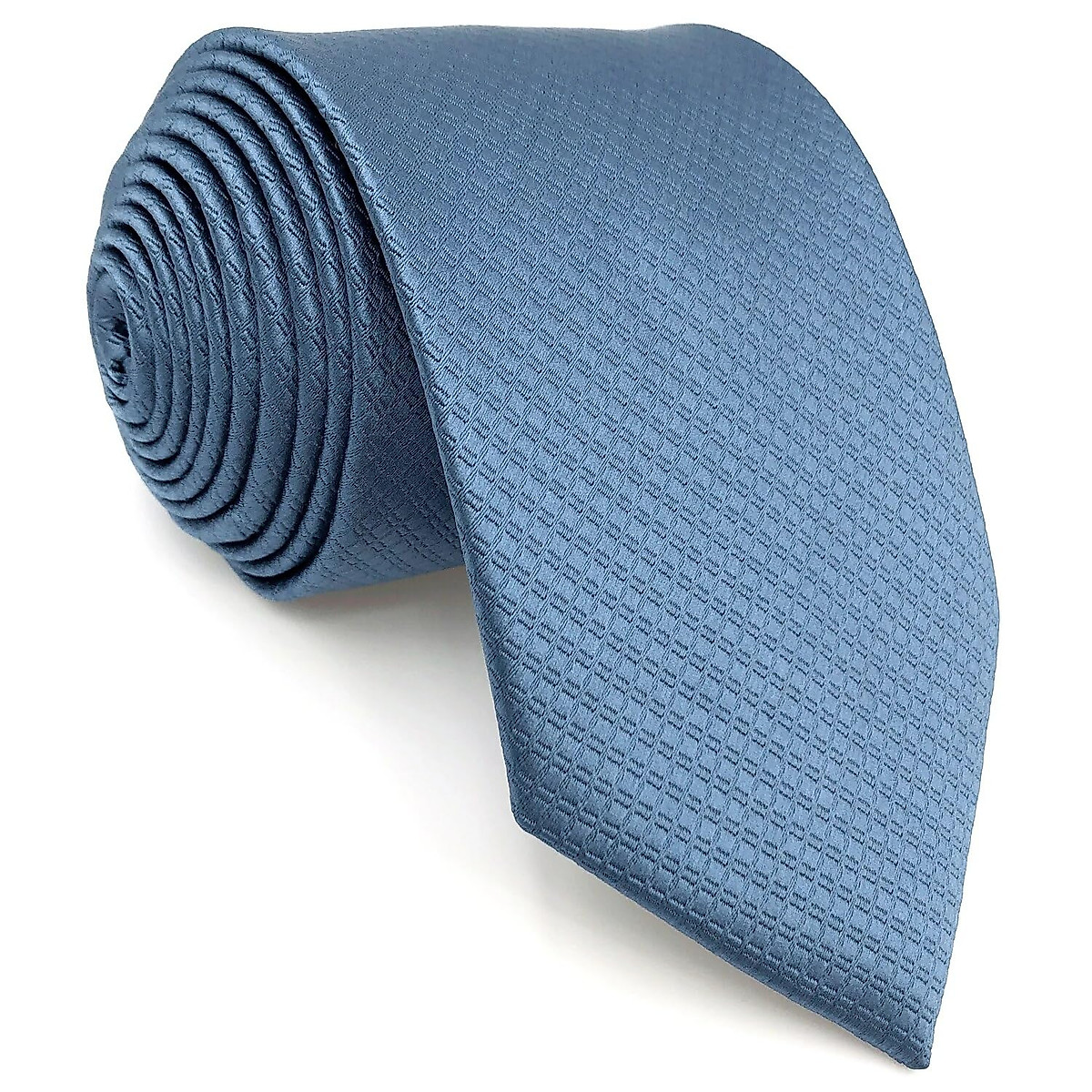 S&W SHLAX&WING Tie for Men Steel Blue Neckties Solid Color Classic Size Necktie with Pocket Square Set