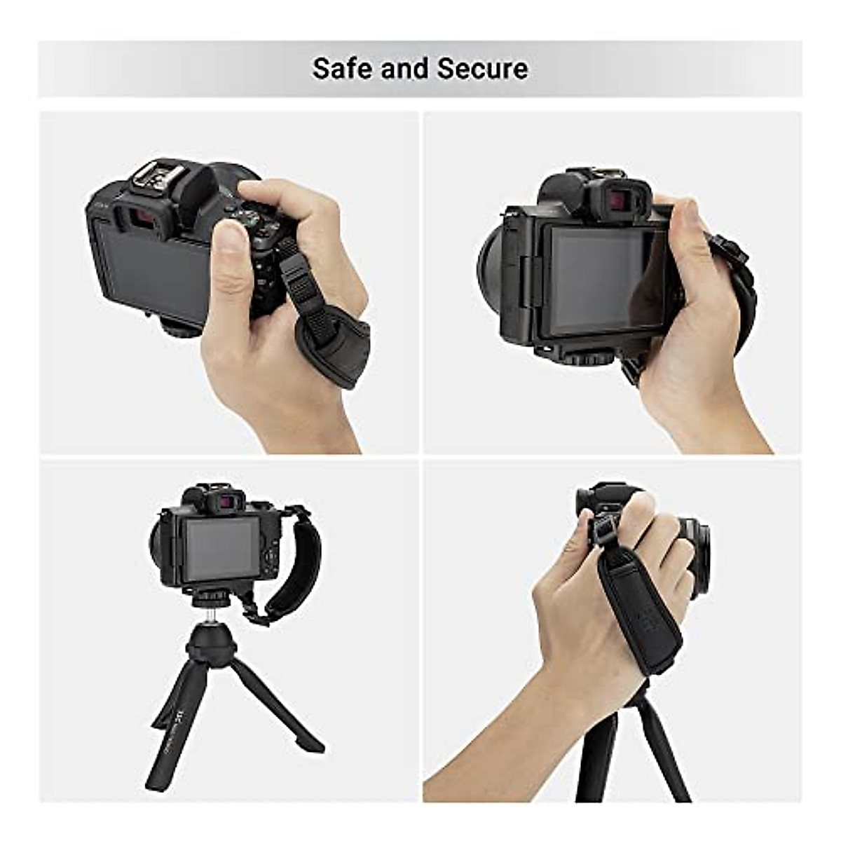JJC Camera Hand Grip Strap for Canon EOS R8 R10 R7 R5 R6 R RP M6 M50 Mark II 90D Rebel T7 T8i T7i T6i T6 T100 SL3 4000D PowerShot SX540 HS SX420 G3X Panasonic Lumix DMC-GX85 G85 GH4 G100 FZ80