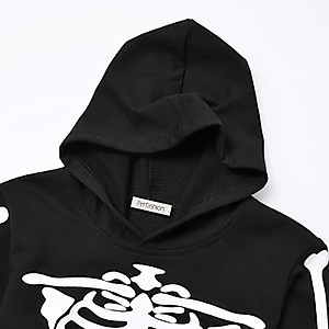 Perfashion Glow in the Dark Girls Skeleton Hoodie Kids Long Sleeve Halloween sparkly Skull Clothes Black 6T 7T