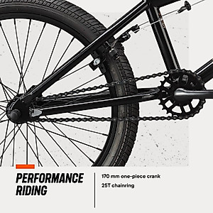 Mongoose Legion L10 Kids Freestyle Sidewalk BMX Bike, Beginner Riders, Boys and Girls, 20-inch Wheels, Hi-Ten Steel Frame, Micro Drive 25x9T BMX Gearing, Black