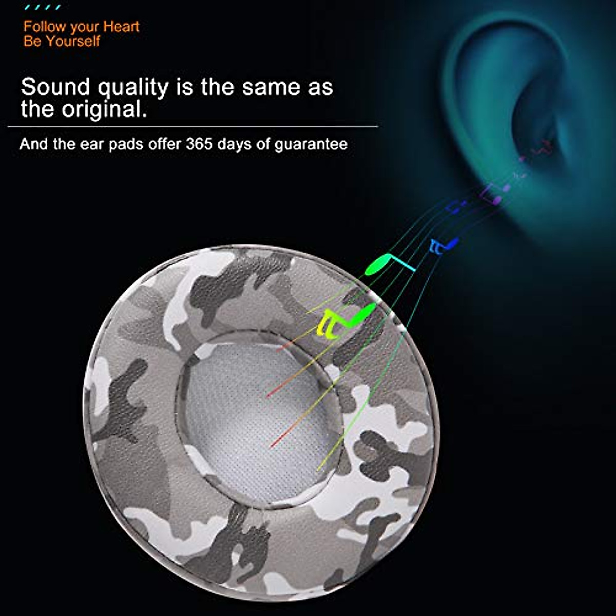 KAHHA Ear Pads,Replacement earpads Compatible with Beats Solo 2&3 Wireless Headphone Cushions with Noise Isolation Memory Foam/ECO Protein Leather(Camo Grey II)