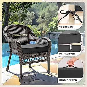 mudilun 16x16x3inch Outdoor Chair Cushions Double Piping with Carrying Handle Patio Furniture Cushions Outdoor with Zipper Waterproof Seat Cushions Set of 2 Durable Garden Sofa Couch Chair Pads