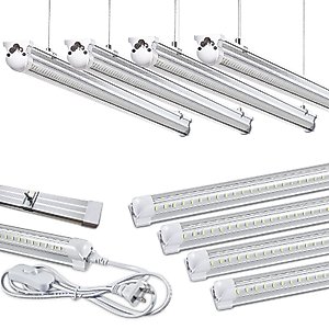 Skymoatled 8Pack 8FT LED Shop Light Garage Light,100W 6000K White Light 15000LM Super Bright,Hanging/Surface Mount,Linkable T8 LED Tube Lights for Garage,Warehouse, Workshop,Plug and Play