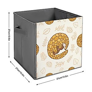 Hibernating Pangolins Collapsible Storage Bins Cubes Organizer Trendy Fabric Storage Boxes Inserts Cube Drawers 11 Inch