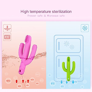 T.T.B Baby Toothbrush Teether Teething Toothbrush Toys Soft Silicone Bristles for Baby and Infant (2pcs Blue and Green)