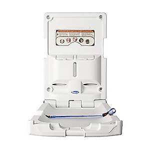 SafetyCraft Wall-Mounted Baby Changing Station, Vertical Changing Table with Safety Straps for Commercial Restrooms, Light Gray