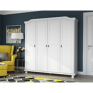 Palace Imports 100% Solid Wood Set of 4 Small Shelves for Kyle Wardrobe/Armoire/Closet ONLY, White