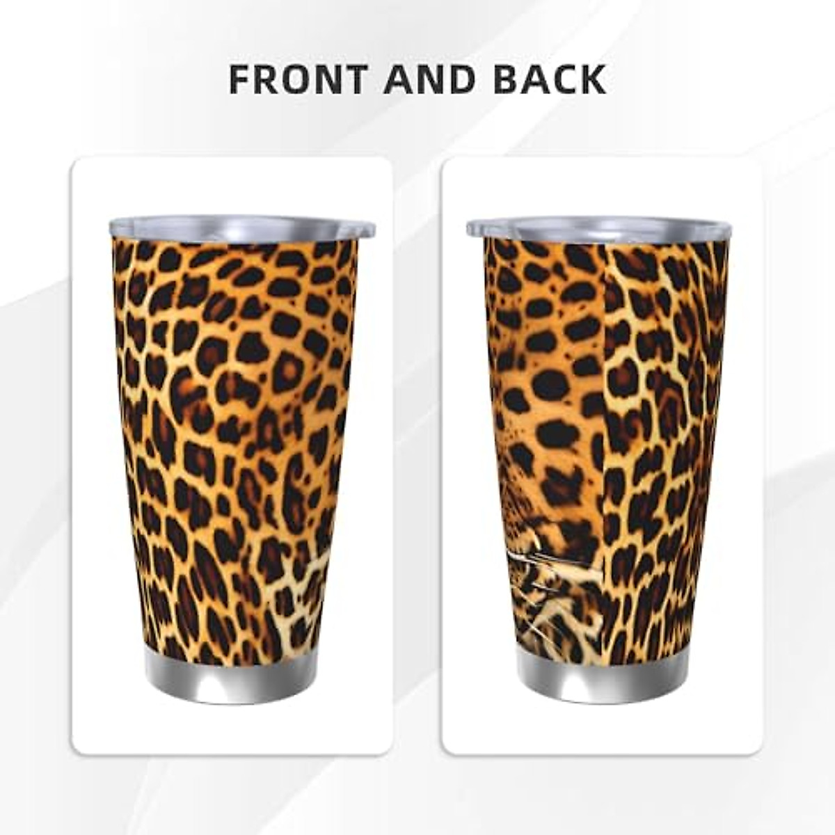 WXZYFP Car cup (single silver rim), can use a straw or drink directly, easy to use.Stripes on leopards