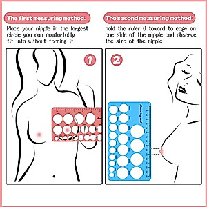 Nipple Rulers for Flange Sizing 4PCS, Breast Pump Shield Nipple Measurement Tool for Flanges with 2 Soft Rulers, Circle Templates Ruler for New Mothers, Silicone, Double Side Print, 100% BPA Free