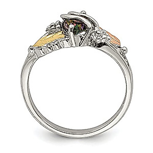 Mt. Rushmore Black Hills 925 Sterling Silver Gold Mystic Fire Topaz Flower Ring Gemstone Band Size 7