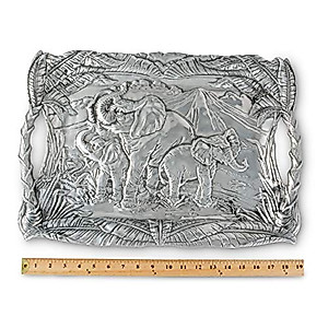 Arthur Court Designs Aluminum Elephant Clutch Tray Breakfast & Dinner Serving for Drinks Snack Fruits, Food Coffee Table Storage Tray for Home Decoration 20.5 inch x 14.5 inch
