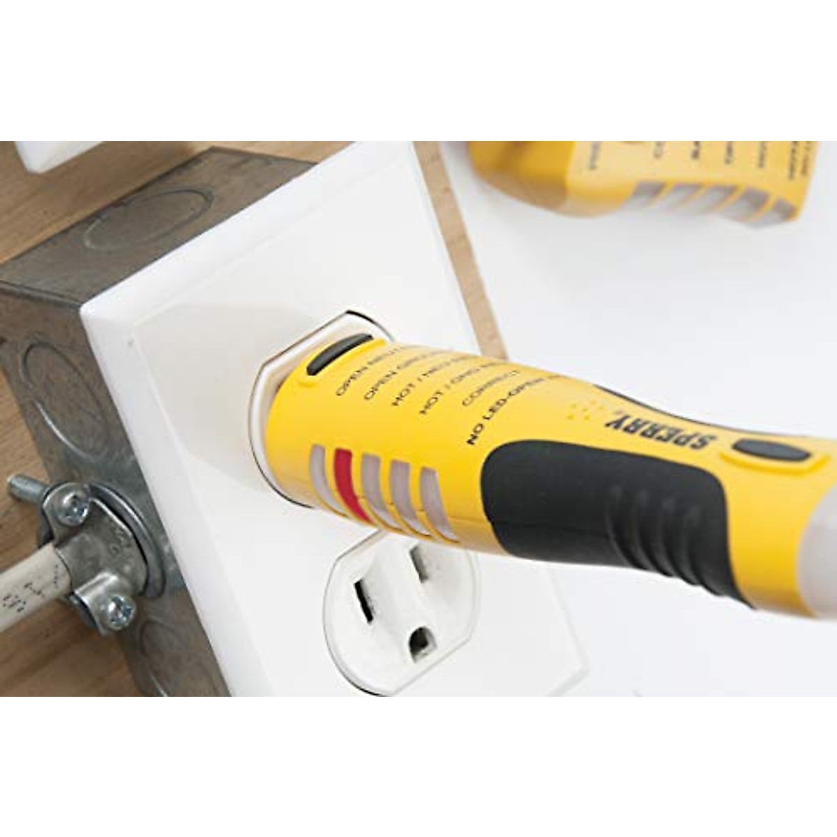 Sperry Instruments VD7504GFI DualCheck 2-in-1 Non-Contact Voltage Detector + GFCI Outlet Circuit Analyzer, 360° Visual & Audible Indicators, 50-1000V AC, 250 lb. Crush Rating