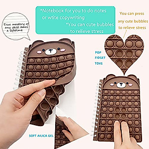 7iper Pop Notebook, Push bubble Spiral Notebooks Fidget Toys, Cute Composition Notebooks, College Ruled Notebooks, Protable for School Office Gifts (A5 Bear)