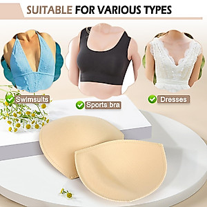 Fypxd 6 Pairs Removeable Bra Pads Inserts Push up for Sport Bra and Bikini Tops Beige