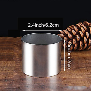 HMIN Round Cake Rings Mold, Mini Cake & Pastry Ring Round Food Ring Stainless Steel, Dessert Food Rings Food Molding Set (Round 2.4In & 3.5In)