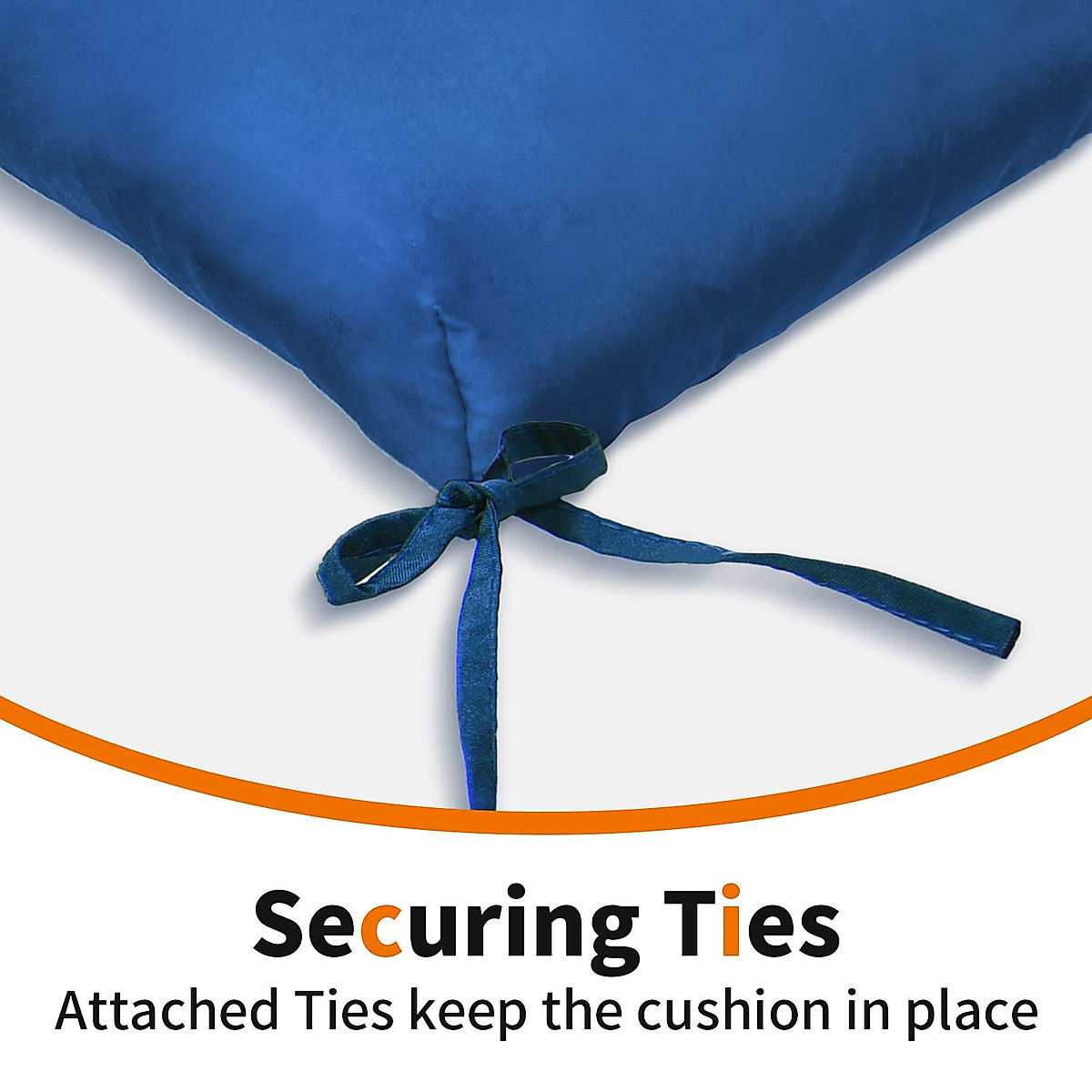 Outdoor Chair Cushion, Tufted Water-Repellent Patio Seat Cushions with Non-Slip Ties, 48”x16”x4”, Navy