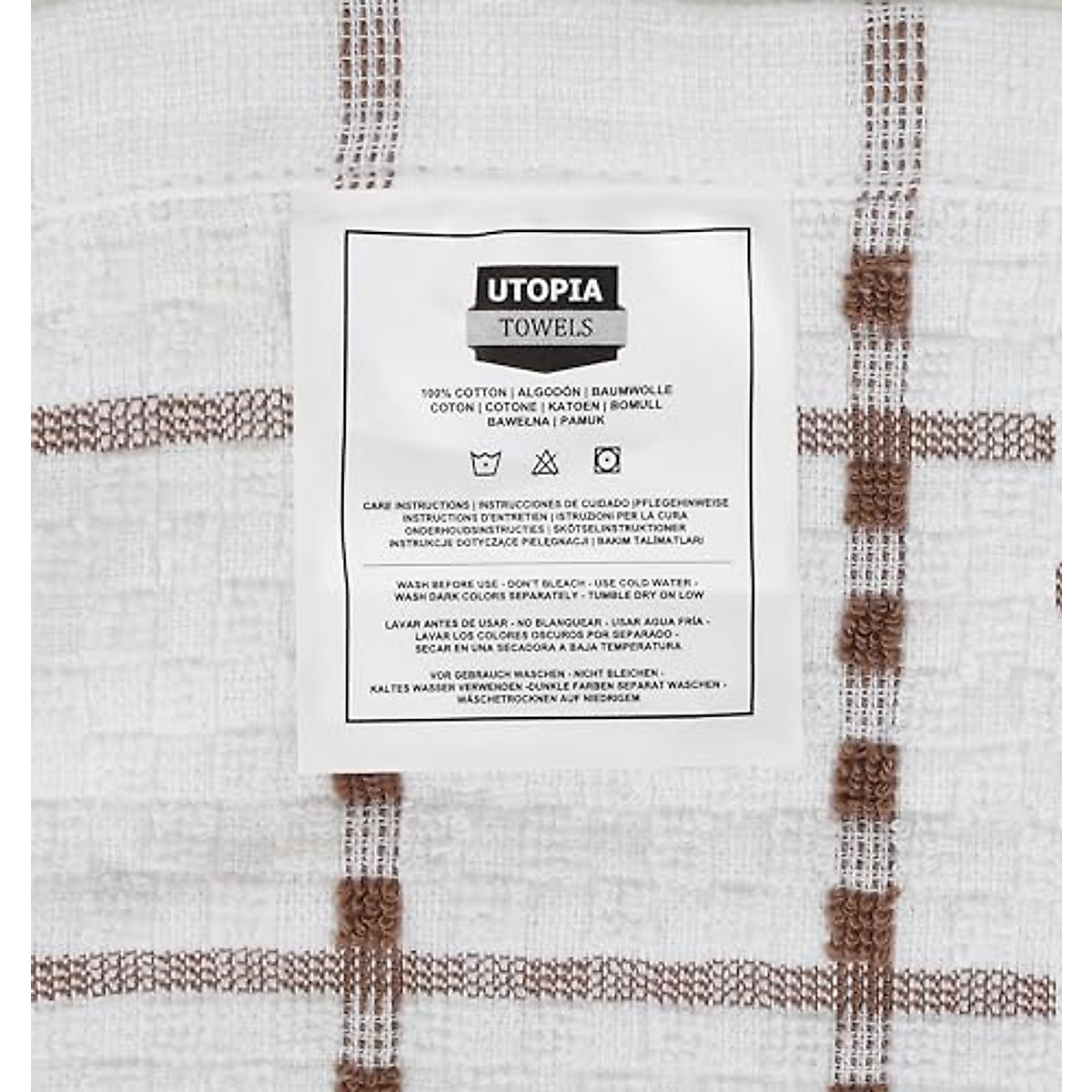 Utopia Towels Kitchen 12 Pack, 15 x 25 Inches, 100% Ring Spun Cotton Super Soft and Absorbent Linen Dish Towels, Tea Bar Set (Brown)