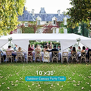 10'x30' Party Tent, Outdoor Tents for Parties, Wedding and Birthday, White Large Canopy Tent with 8 Removable Sidewalls & Transparent Windows, Outside Gazebo Event Tent for Garden, Patio and Backyard