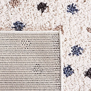 Safavieh Calico Shag Collection 9' x 12' Ivory/Taupe CLC102A Polka Dot Non-Shedding 1.6-inch Thick Area Rug