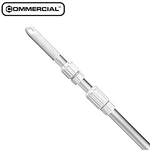Poolmaster 21306 15 Foot Telescopic, Adjustable and Compact Aluminum Pole for Swimming Pool Cleaning, Commercial Collection, Silver