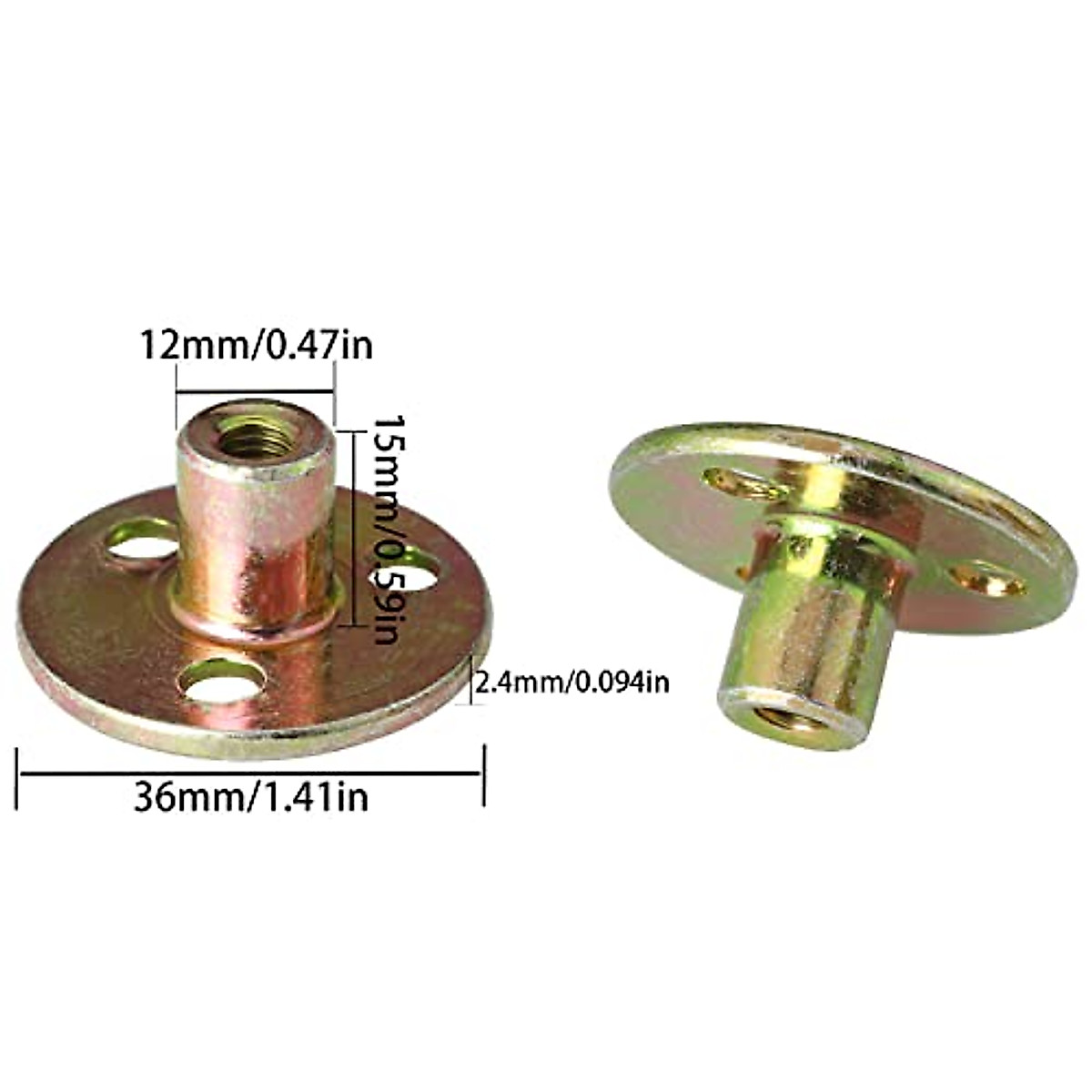 YHXiXi 6PCS Color Galvanized Iron Plate Nut with Three Holes Sofa Leg Mounting Plates Flat Mounting Plates for Furniture Legs Mordern Feet for Couch Bed Coffee Chair Desk Table