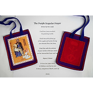 Wool Scapulars Catholic - Purple Scapular of Benediction and Protection - Scapular of Marie Julie Jahenny - Scapulars Catholic Necklace - Escapularios Catolicos Purple Scapular