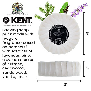 Kent SB2 Shaving Soap Puck Shaving Soap Refill for Men for Shaving Soap Bowl Use with Shaving Brush for Men, Luxury Shave Barber Soap Made with Extracts of Lavender, Pine, and Clove, Made in England