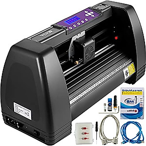 VEVOR Vinyl Cutter, 14 in / 375 mm Vinyl Plotter, Off-line Cutting Machine w/LCD, Desktop Design, Adjustable Force and Speed for Sign Making Plotter Cutter, Available with COM, USB and U-Disk 3 Ports
