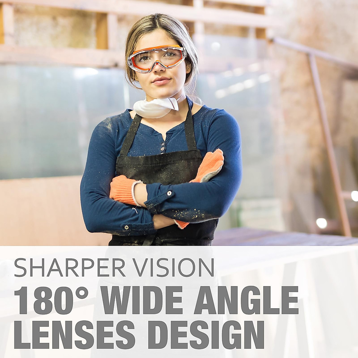 MELASA Industrial Grade Safety Goggles, Anti Fog Clear Lens Lab Goggles Fit Over Glasses for Men and Women Eye Protection