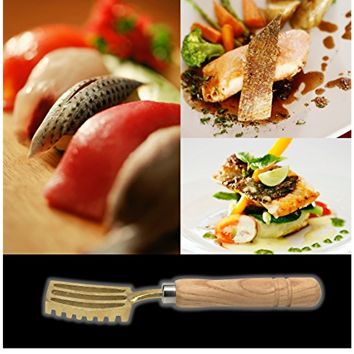 Kwizing Made in Japan [Extra Large] Fish Scaler Brush with Brass Serrated Sawtooth and Ergonomic Wooden Handle - Easily Remove Fish Scales Without Fuss Or Mess - Handcrafted by Japanese Artisans