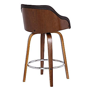 Alec Faux Leather Swivel Barstool, 26" Counter Height, Brown