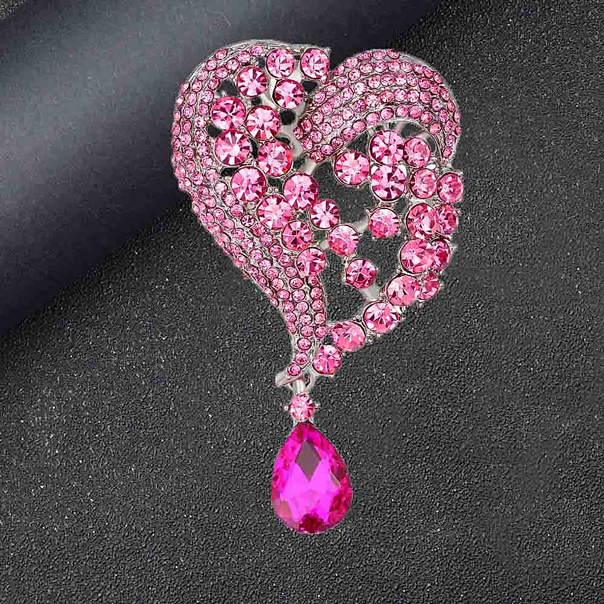 Ezing 4Pcs Pink Brooch Lot with Rhinestone Crystal Wedding Fashion Jewelry (Pink)