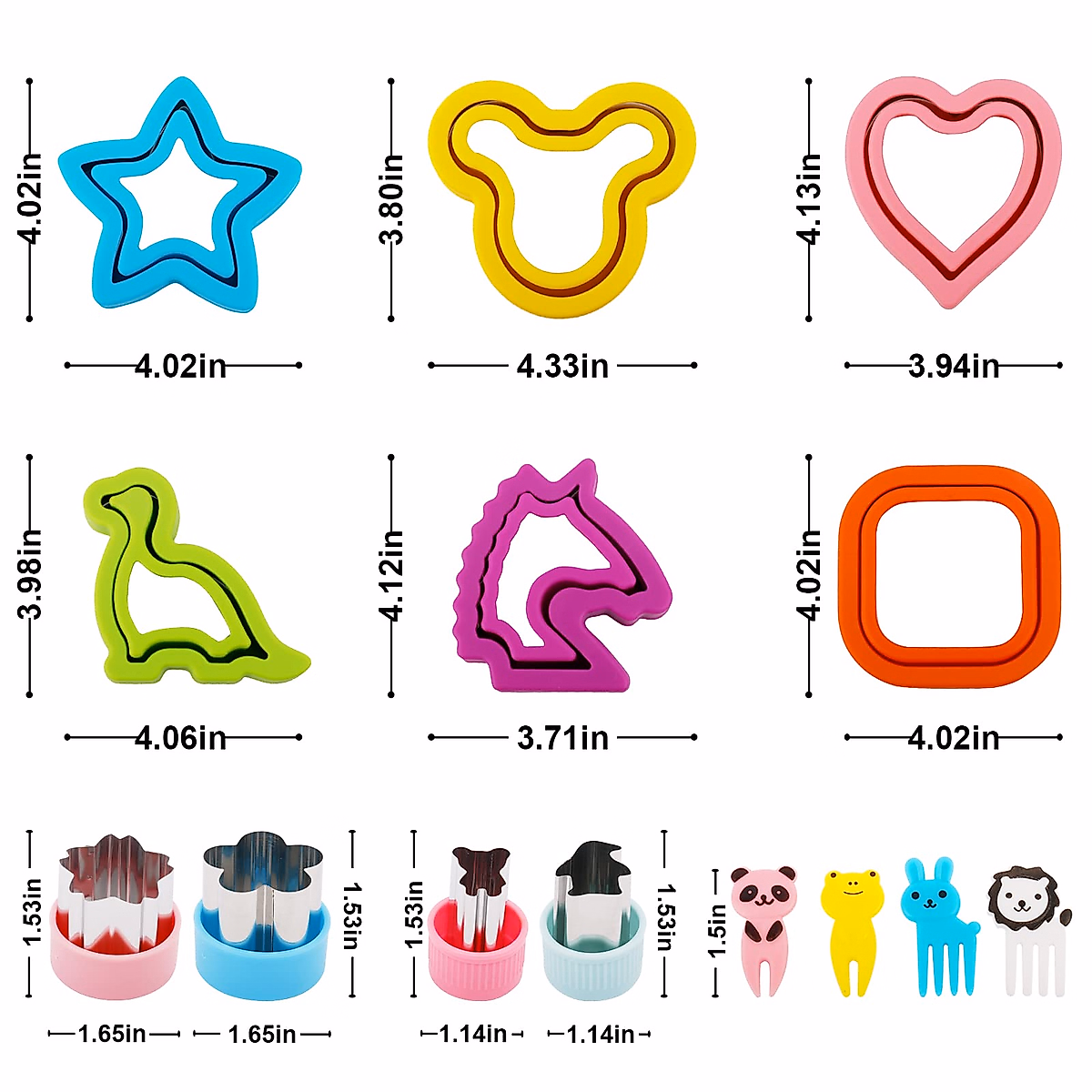 36pcs Sandwich Cutter and Sealer for Kids, Cookie Cutters, Food Picks, Cute Lunch Bento Accessories for Kids, Cookie Cutter, Dinosaur Mickey Mouse Unicorn Shapes Uncrustables Sandwich Maker