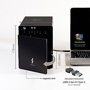 Mediasonic USB 3.2 4 Bay 3.5” SATA Hard Drive Enclosure DAS – USB 3.2 Gen 2 10Gbps Type C | USB-C (HF7-SU31C) Support 24TB HDD