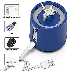 TastLi Portable Blender, USB Rechargeable, Travel Mini Personal Blender for Shakes and Smoothies, with 17 oz Blender Bottles, Waterproof, Small Juicer Cup Mixer Electric Smoothie Blender Maker (Dark blue)