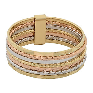 Kooljewelry 14k Tricolor Gold 6.7 mm Seven Days Stack Ring (size 6)