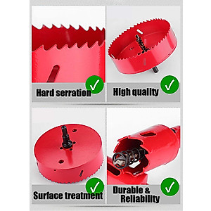6 Inch Hole Saw for Cornhole Board Metal Plastic Fiberboard, 6 Inch (150mm) Hole Saws Heavy Duty Steel Design Great for Trim kit Making Cornhole Board (6 inch, Red)