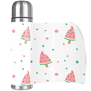 Stainless Steel Leather Vacuum Insulated Mug Summer Watermelon Ice Cream Thermos Water Bottle for Hot and Cold Drinks Kids Adults 16 Oz