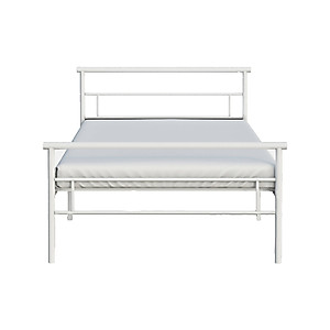 Rack Furniture Seattle Twin Size Bed Frame, Steel Modern Design Bed for Kids with Clean Lines for Children's Bedroom, No Box Spring Required (White)