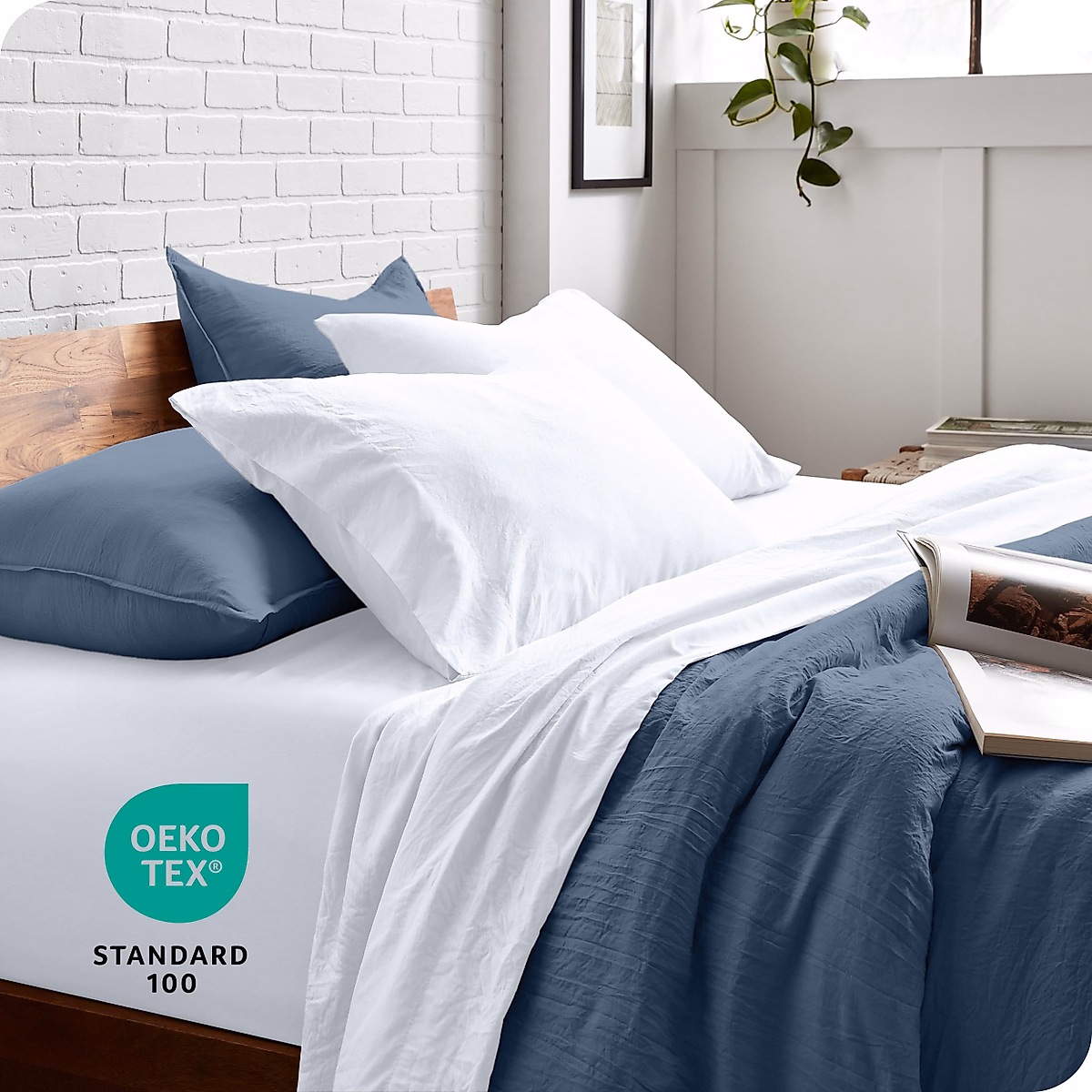 Bare Home Ultra Soft Washed Microfiber Twin/Twin XL Duvet Cover with Zipper and Securing Ties and 1 Std. Pillow Sham, Linen-Like Look, Easy Care, Hypoallergenic (Twin/Twin XL, Bering Sea)