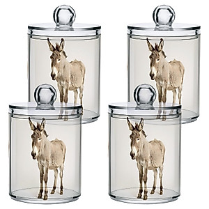 2 Pack Qtip Holder Dispenser with Lids, Funny Donkey Plastic Storage Containers,Bathroom Canisters Organizer for Cotton Ball, Cotton Swab, Cotton Round Pads, Floss 21218399