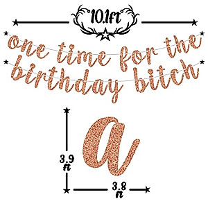 Rose Gold Glitter One Time for The Birthday Bitch Banner, Death to My Youth/Cheers to 20/21/30/31/40 Years Party Sign, Funny 30th/40th Birthday Party Decorations for Girls/Women