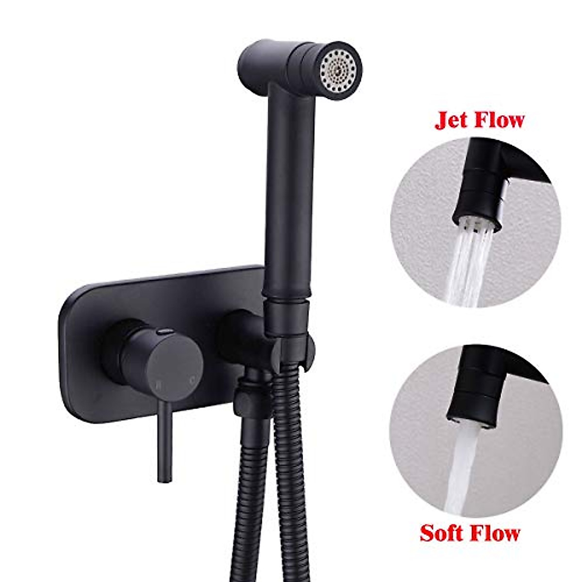 TRUSTMI Toilet Concealed Hot and Cold Bidet Spray Set 2 Function Hand Held Sprayer Shattaf Bathroom Attachment,Black