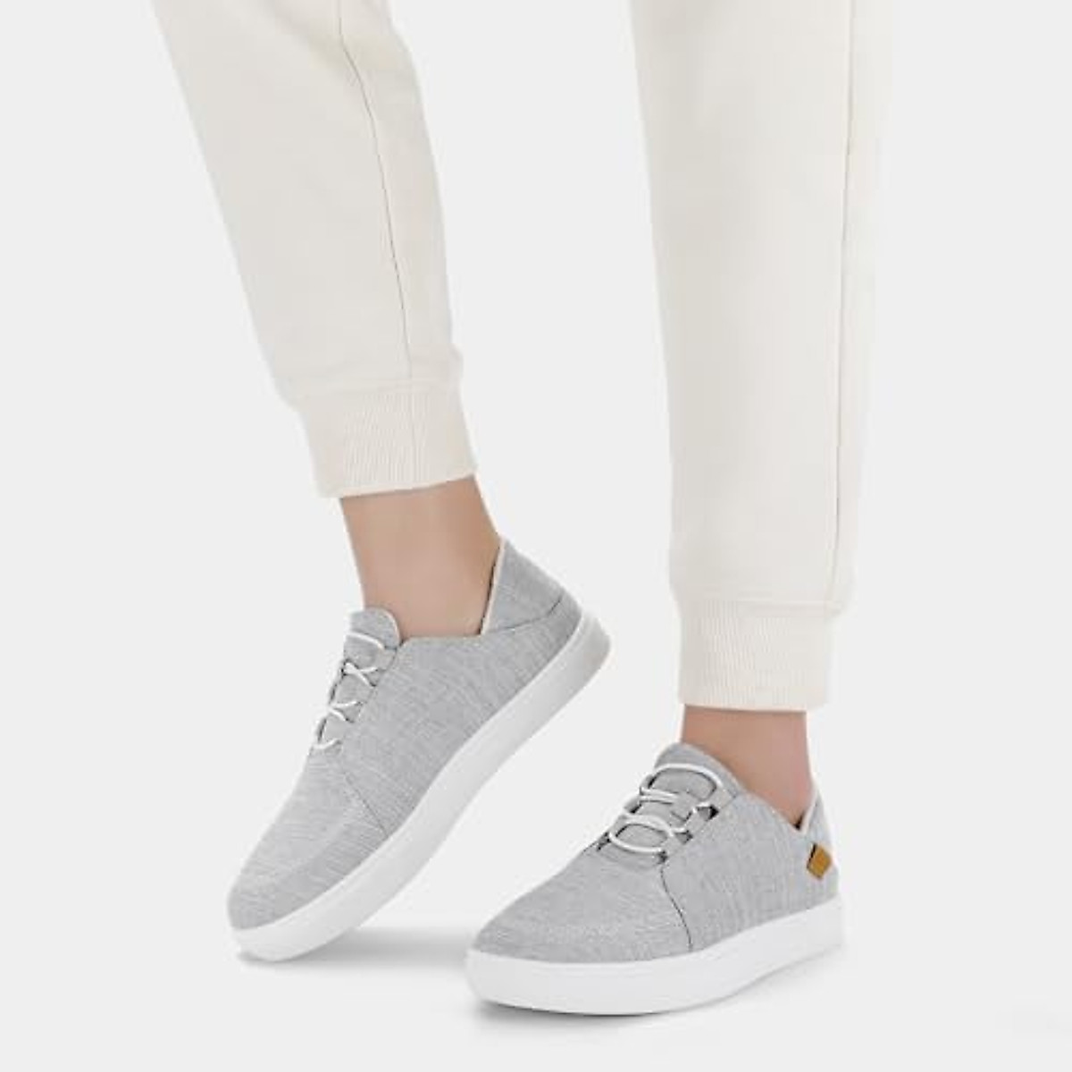 STQ Casual Shoes for Women Slip On Loafers Shoes Low Top Canvas Sneakers Light Grey 8.5