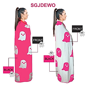 2024 Halloween Pink Ghost Blanket, 50 * 60in Double-Sided Printing Super Soft Cute Four Seasons Blanket Halloween Blanket, Halloween Pink Blanket Gift for Boys and Girls (Pink, 50 * 60in)