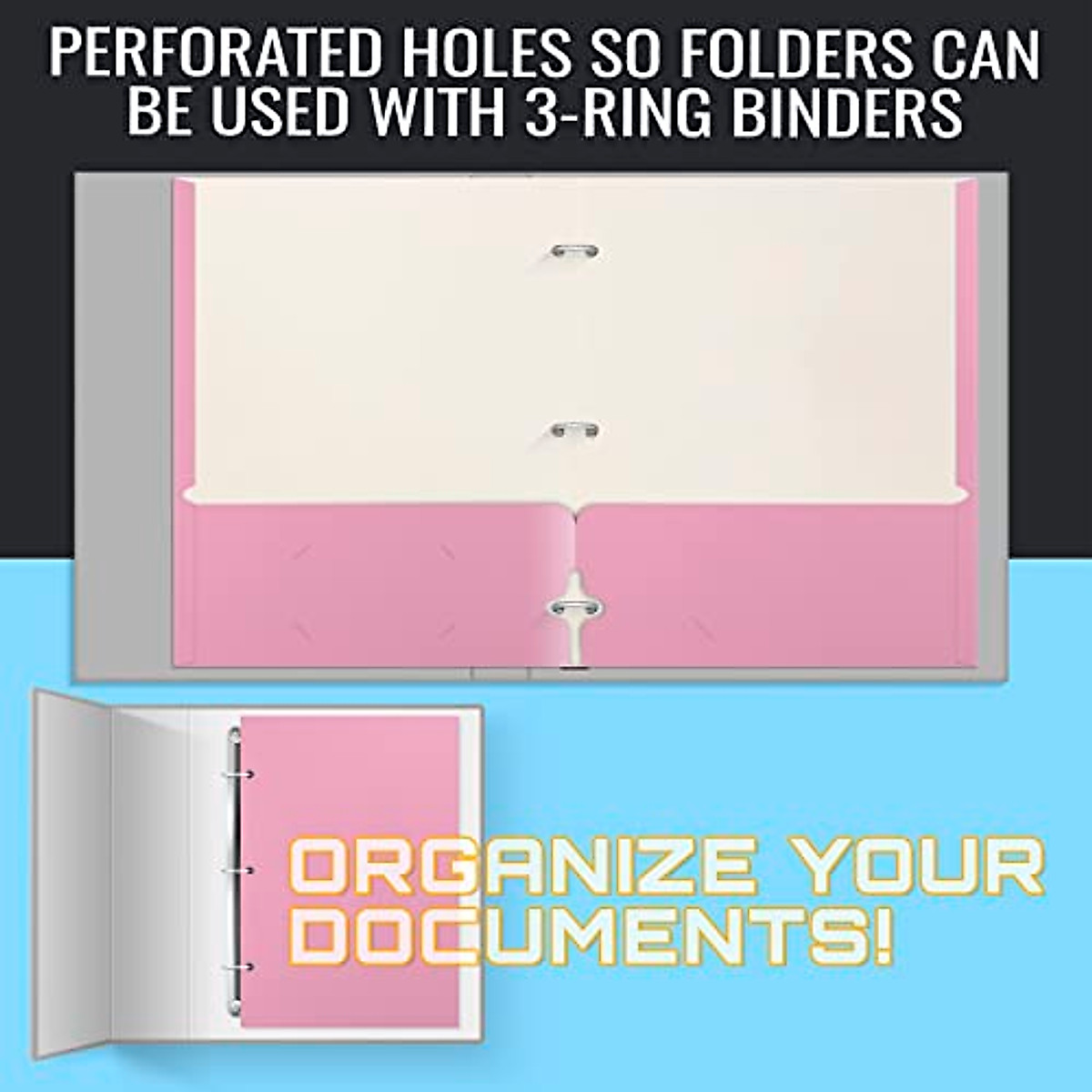 Two Pocket Portfolio Folders, 50-Pack, Pink, Letter Size Paper Folders, by Better Office Products, 50 Pieces, Pink